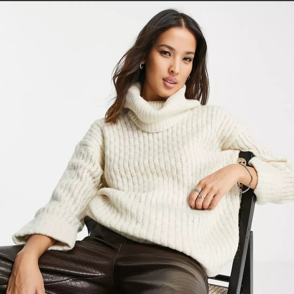 Only | Sweaters | Roll Kneck Tunicjumper In Cream | Poshmark